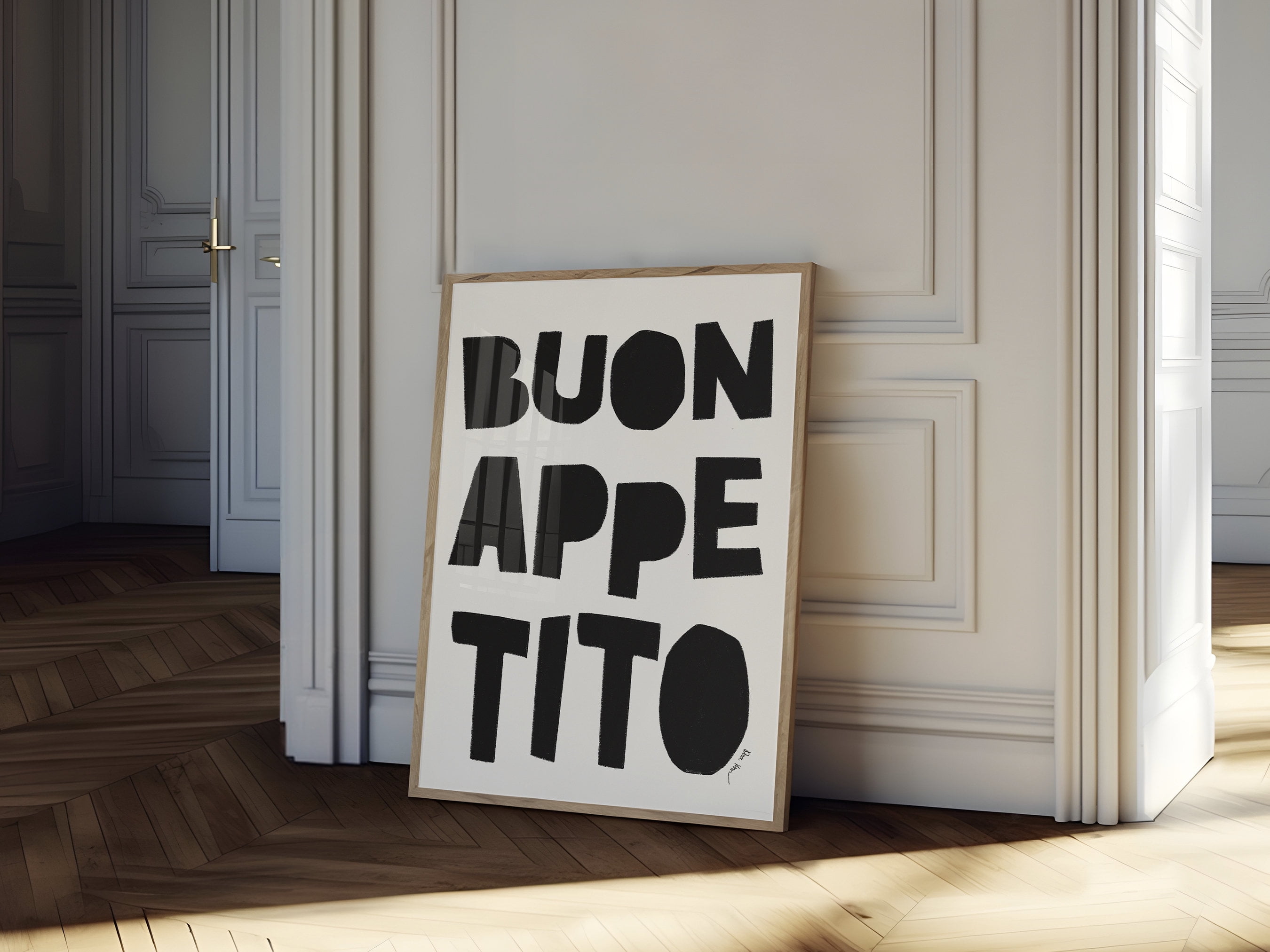 Buon Appetito Wall ArtLet's Eat Print Bon Appetit Poster Modern Kitchen ...