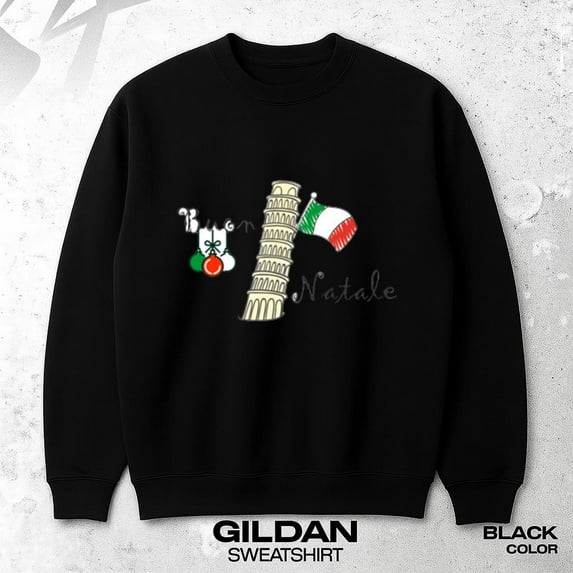 Buon Natale Christmas Italian Flag Tower Pisa Holiday Retro Art ...