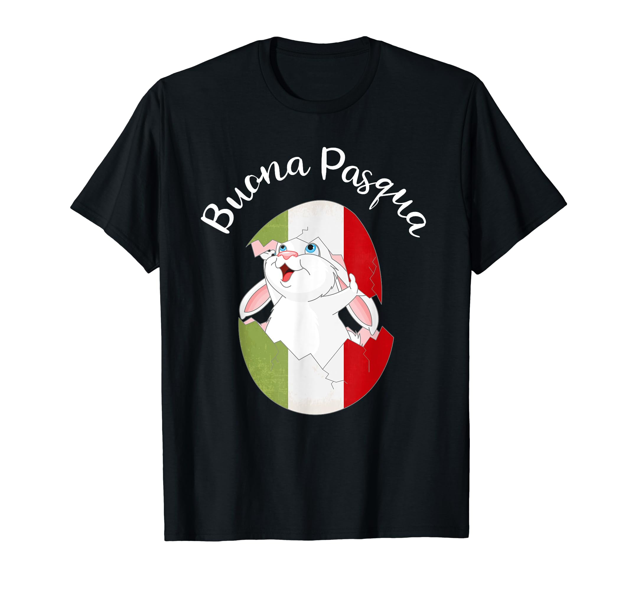 Buona Pasqua Italian Easter Bunny In Egg Flag Of Italy Print T-Shirt ...