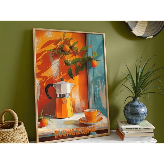 Buongiorno Italian Coffee Chic Wall Art, Stretched Canvas Size 8x12 ...