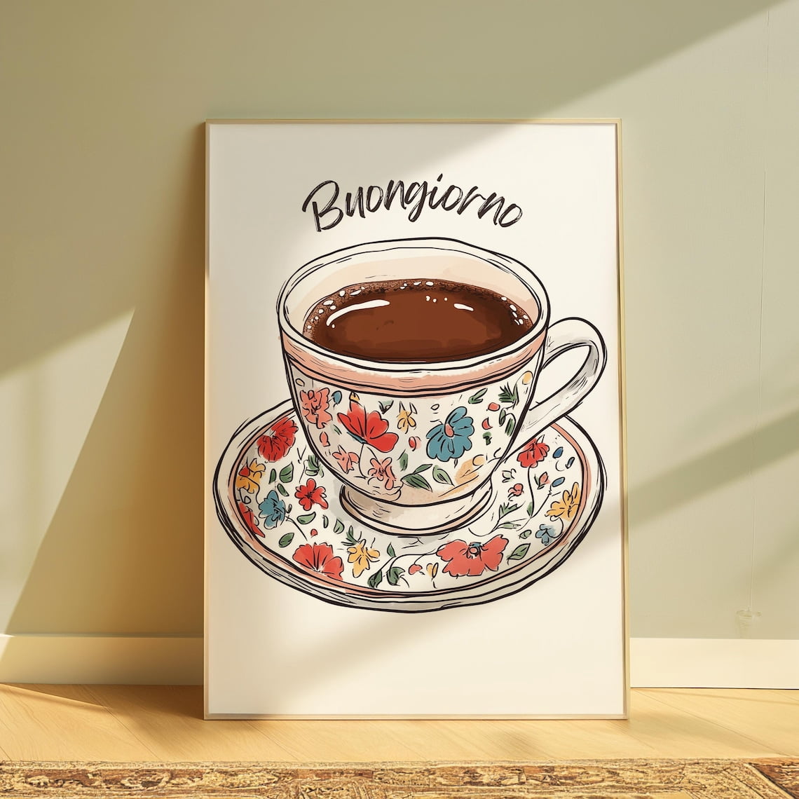 Buongiorno Italian Coffee Kitchen Wall Art, Unframed Paper Print Size ...