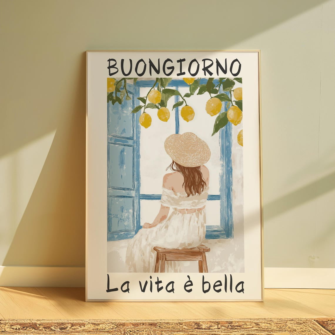 Buongiorno Italian Lemon Kitchen Wall Art, Stretched Canvas Size 12x18 ...