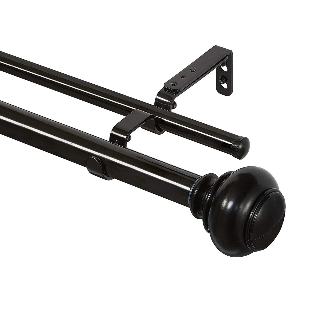 Buono II Decorative Double Rod & Finial Brenner - Black - Walmart.com