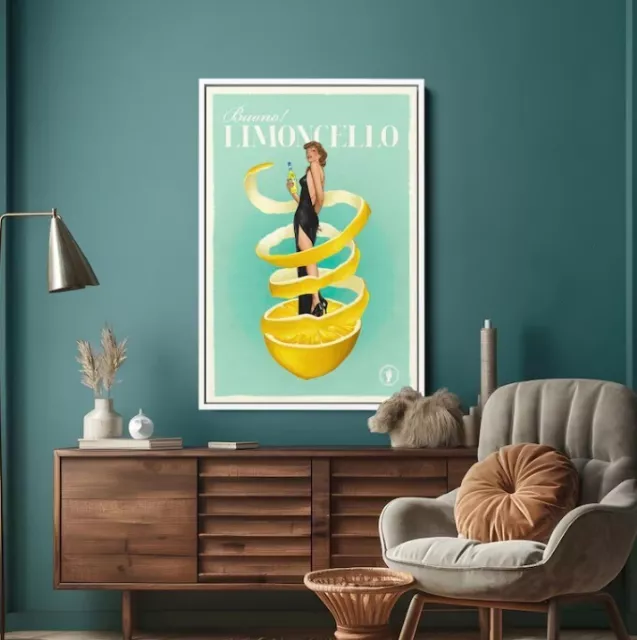 Buono Limoncello Poster, Retro Italian Drink Print, Lemoncello Print NO ...