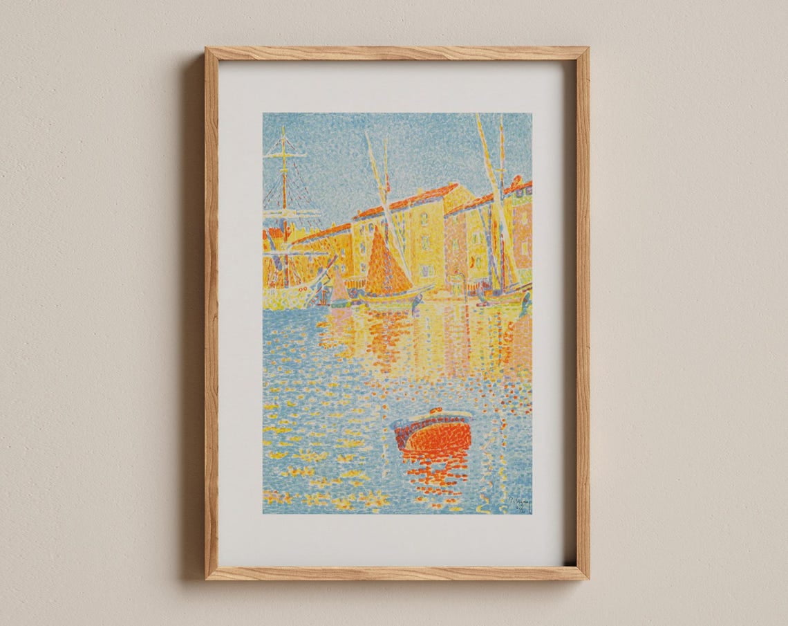 The Buoy By Paul Signac Pointillism Artwork, Vibrant Harbor Scene ...