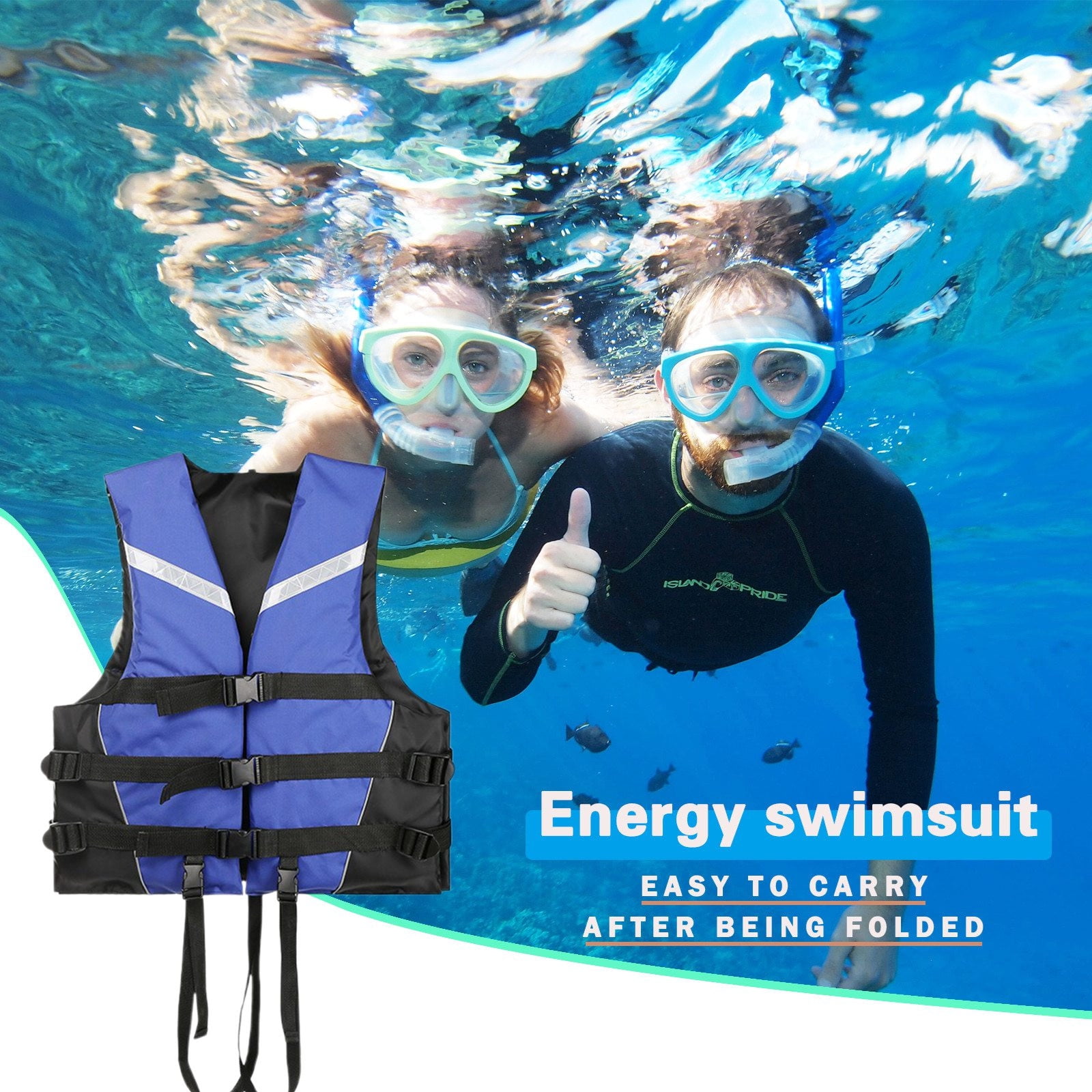 Buoyancy Jackets Adult Swim Reflective Strips Vest Adjustable Straps ...