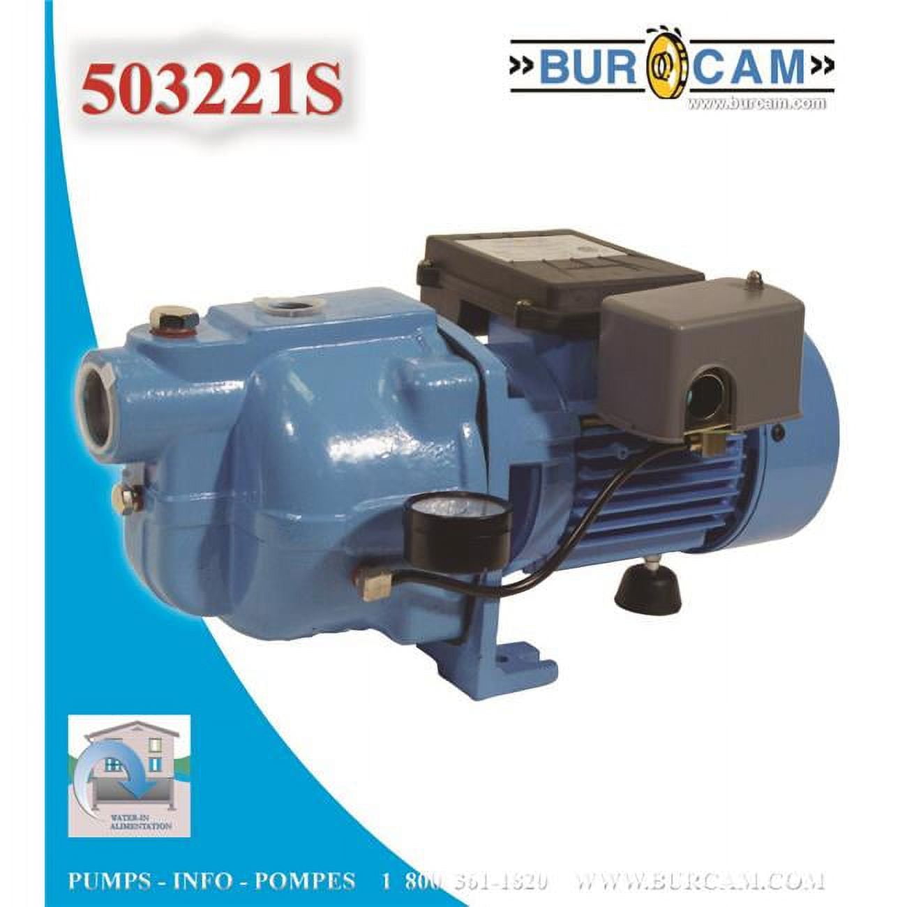 Bur-Cam Pumps 503221S Cast Iron Shallow Well Jet Pump .75 HP - Walmart.com