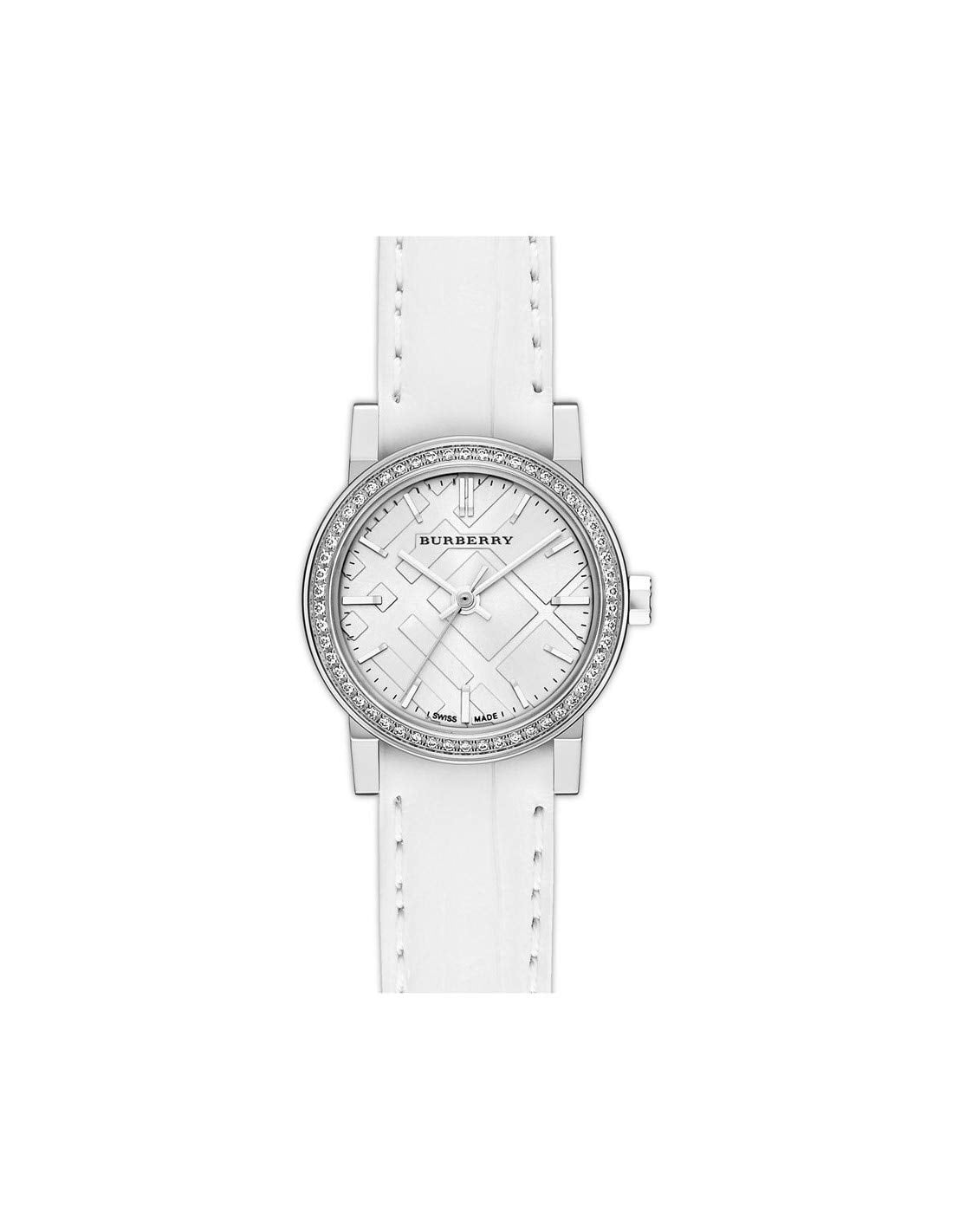 Burberry BU9221 Swiss 54 Diamonds Bezel Silver tone Alligator Band ...