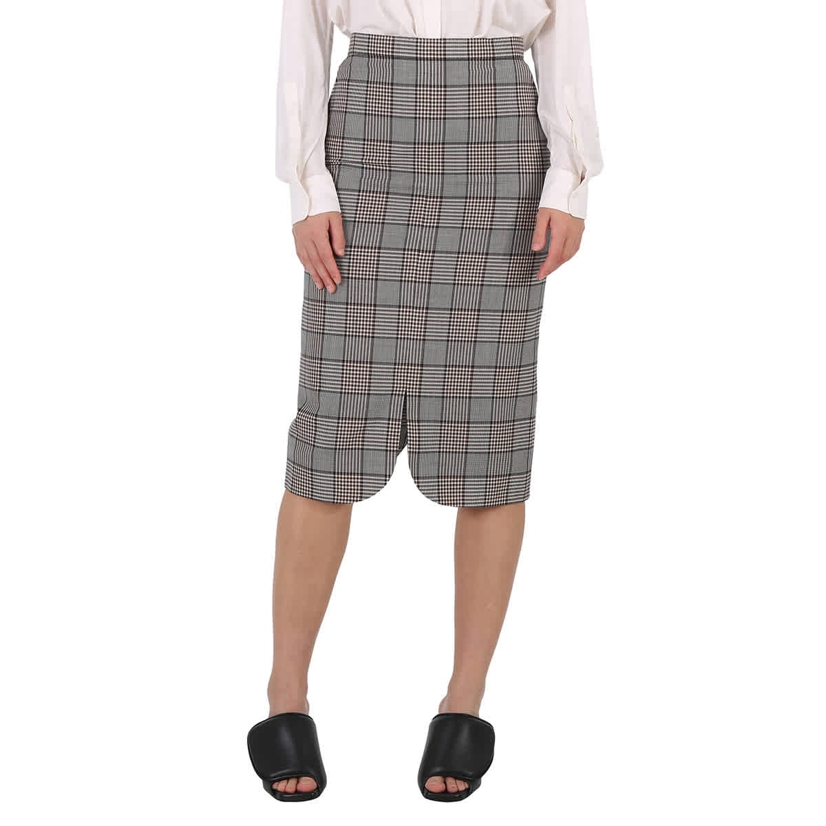 Burberry Check Wool Scalloped Hem Pencil Skirt, Brand Size 6 (US Size 4 ...