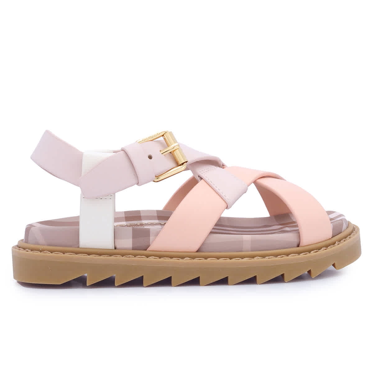 Burberry Girls Jane Powder Pink Vintage Check Open-Toe Sandals, Brand ...