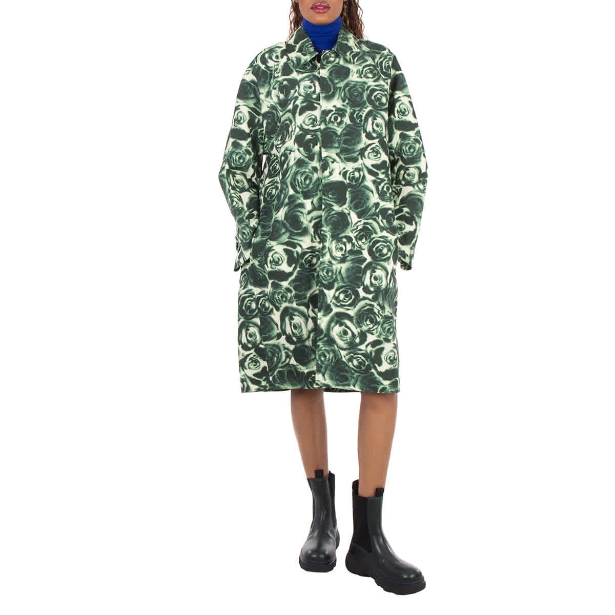Burberry Long All Over Rose Print Raincoat, Brand Size 8 (US Size 6 ...