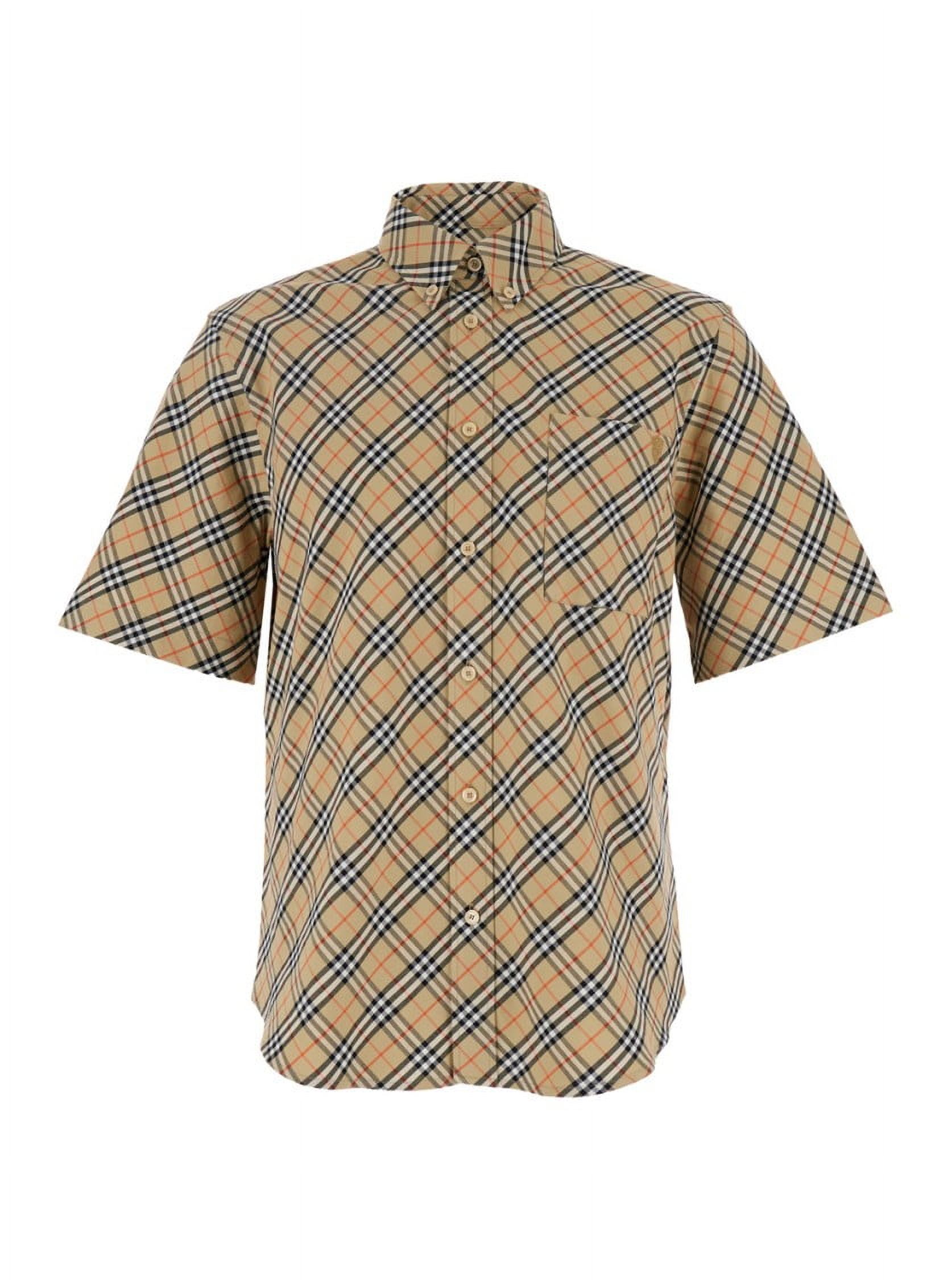 Burberry Men's Beige Shirt With All-Over Check Motif Neutrals Sizes ...