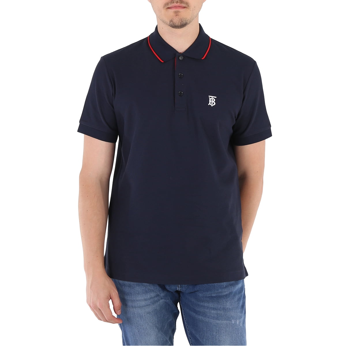 Burberry Men's Navy Short Sleeved Placket Pique Polo Shirt - Walmart.com