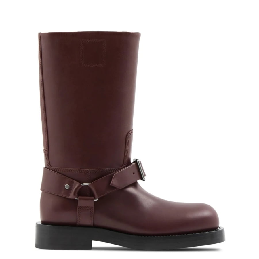 Burberry Saddle Buckled Leather Boots, Brand Size 40 (US Size 10 ...