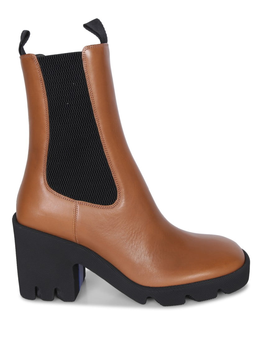 Burberry Women's Brown Leather Boots With Chunky Heel Brown Sizes IT 34 ...