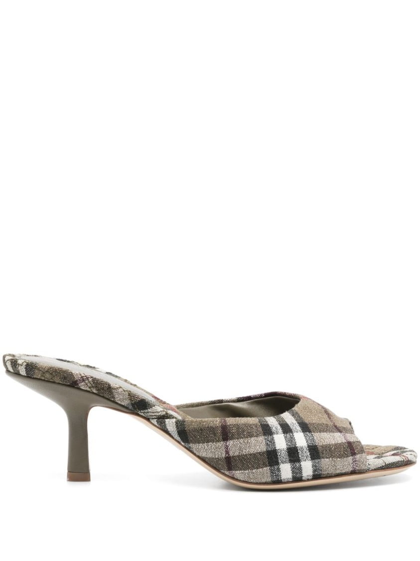 Burberry Open-Toe Plaid Sandals With Cross-Over Straps Neutrals (Women ...