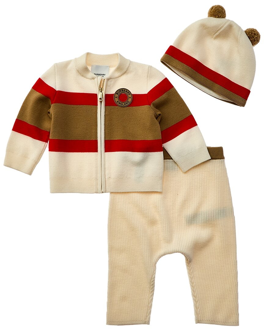 Burberry girls 3pc Logo Wool-Blend Set, 12M, White - Walmart.com