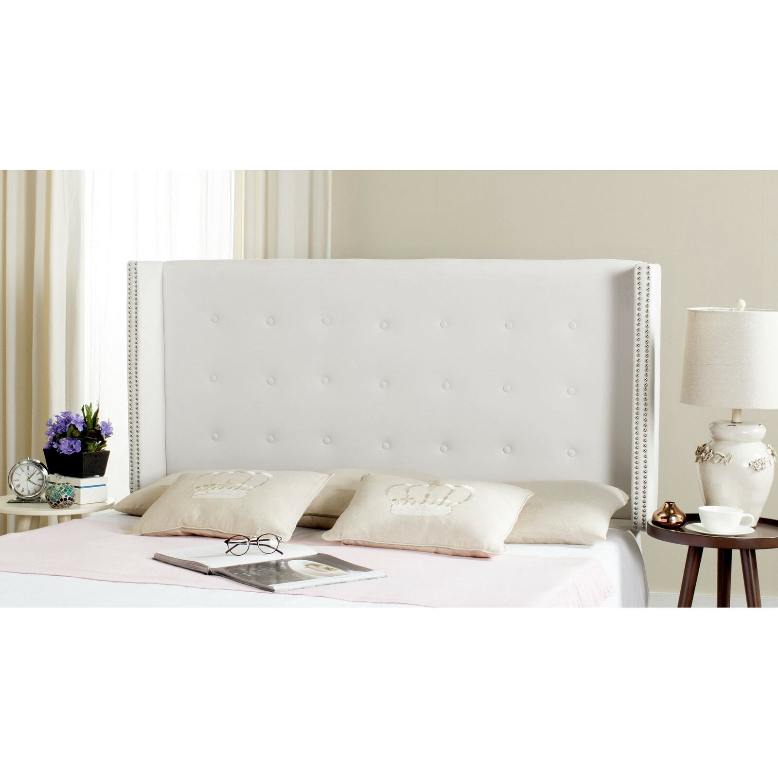 Burch Wingback Headboard, Upholstery Material: 100% Linen, Wood ...