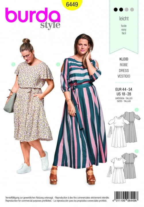 Burda Ladies Plus Size Easy Sewing Pattern 6449 Summer Dresses ...
