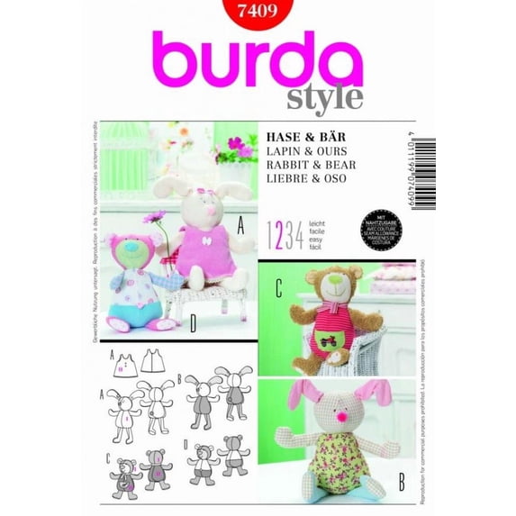 Burda Paper Sewing Pattern 7409 - Toys - Walmart.com