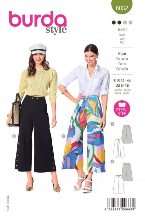 Burda Sewing Pattern 6032 Trousers 8-22 (34-48) - Walmart.com
