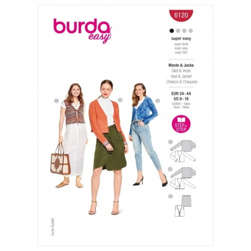 Burda Sewing Pattern 6120 Jackets, Waistcoats 34-44 - Walmart.com