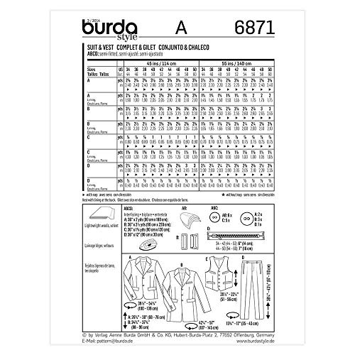 Burda Style 6871 Steampunk Men's Suit and Vest Sewing Pattern Sizes 34 ...