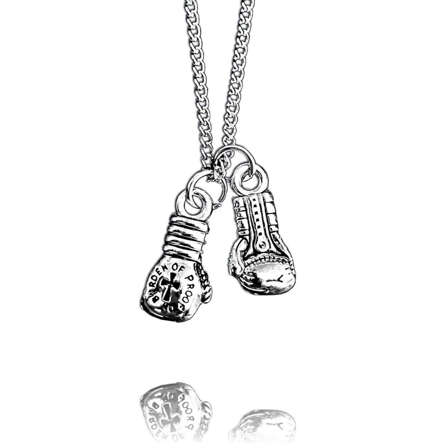 Burden of Proof Boxing Glove Pendant Necklace, 24 Inch Stainless Steel ...