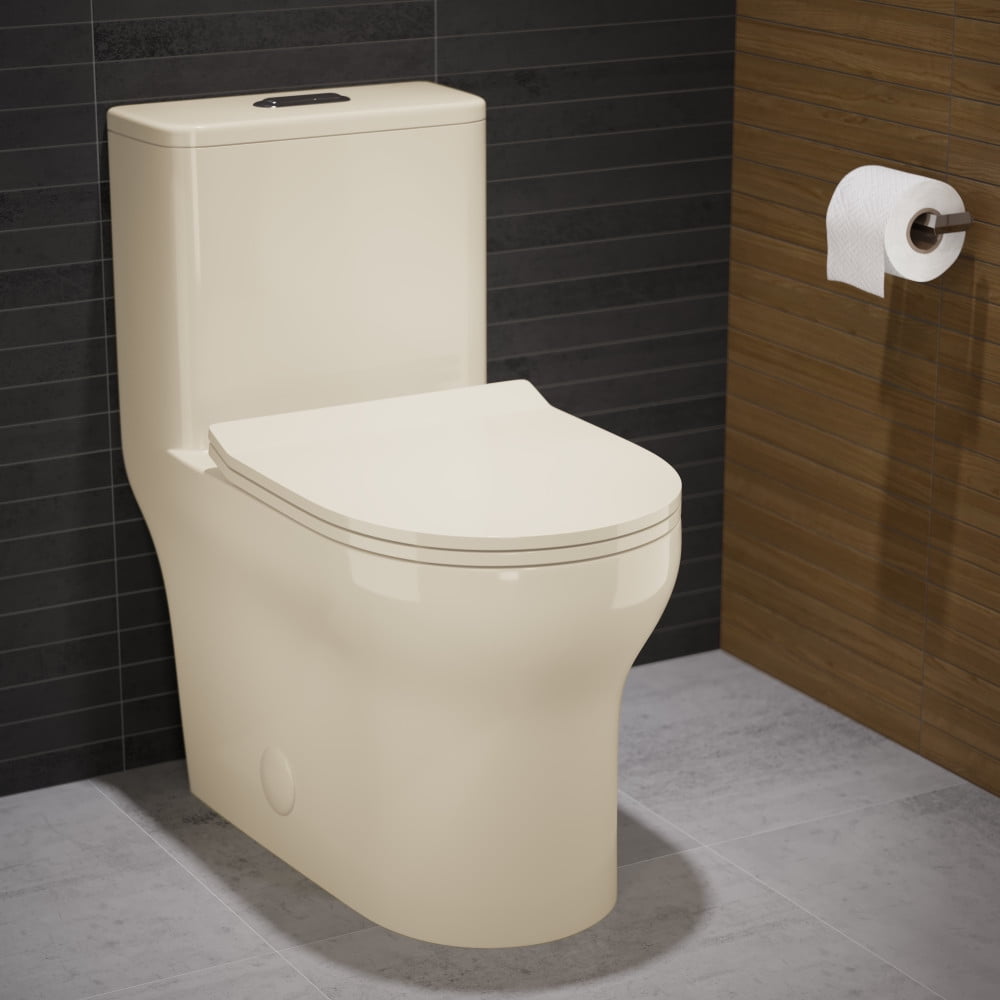 Burdon One Piece Square Toilet Dual Flush 1.1/1.6 gpf in Bisque ...