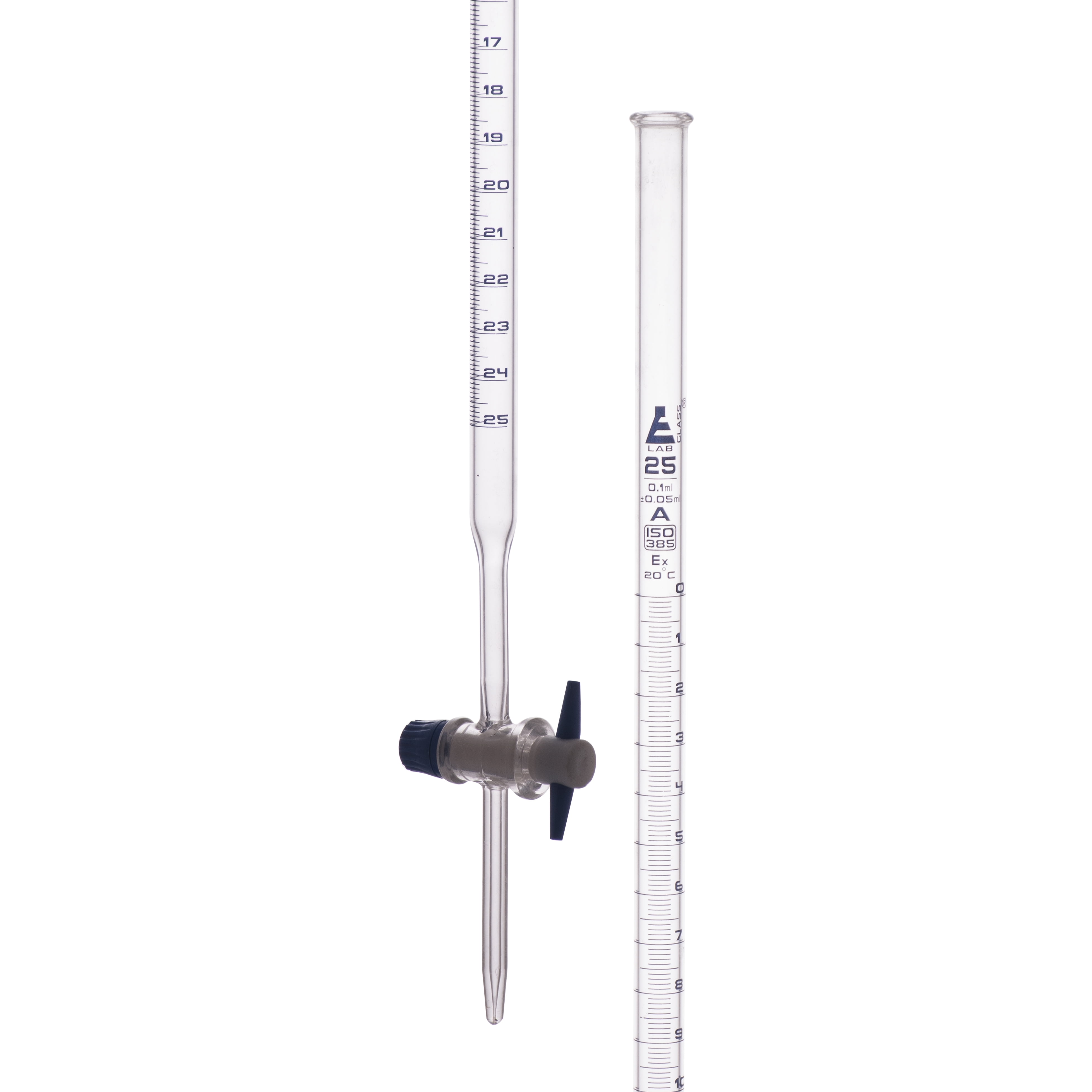 Burette, 25ml - Blue 0.10mL Graduations - Class A, +/-0.05mL Tolerance ...