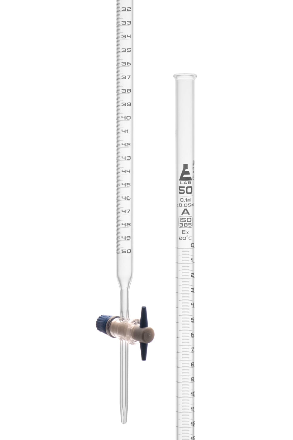 Burette, 50mL - Class A, ±0.05mL Accuracy - Borosilicate Glass ...