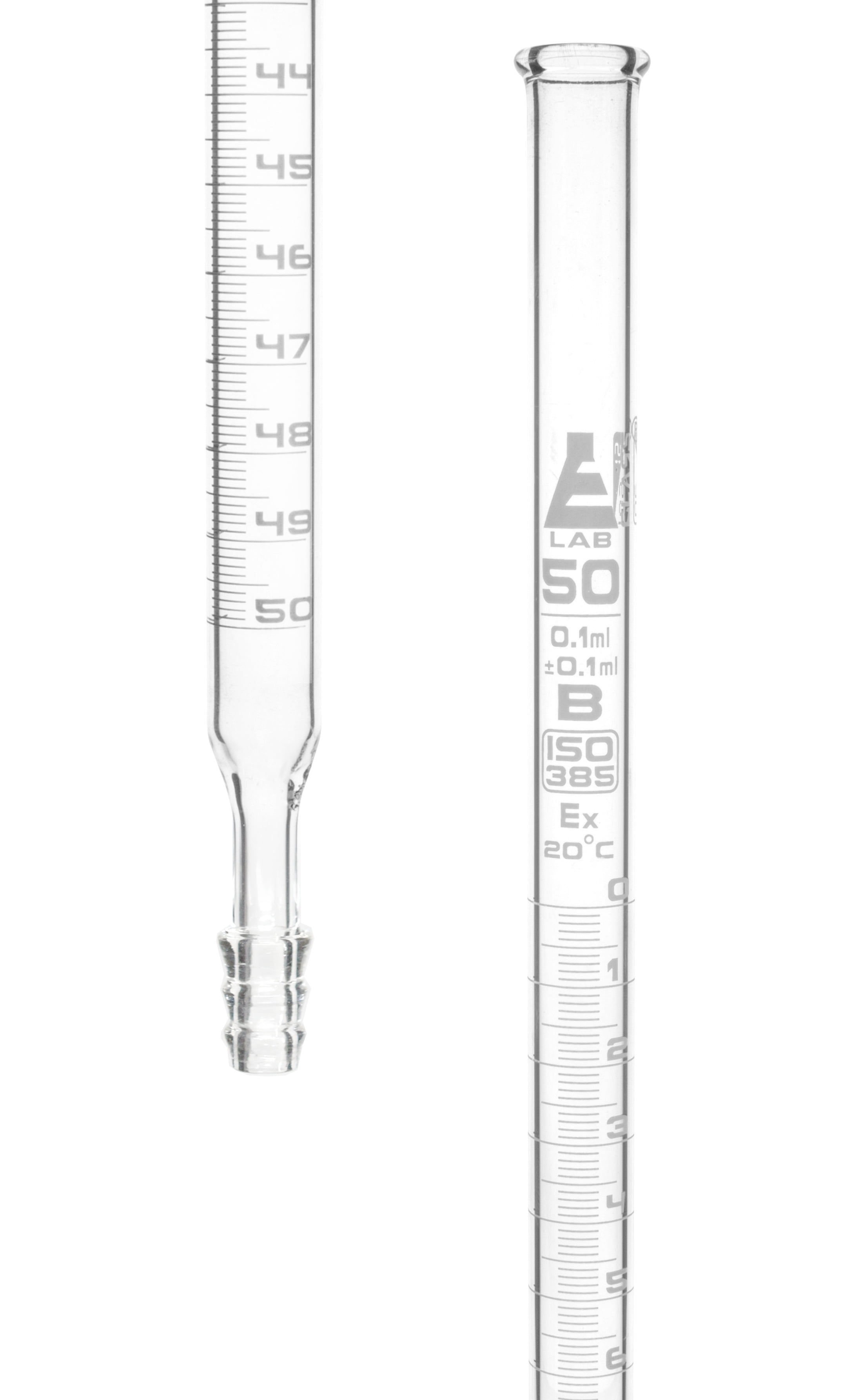 Burette, 50mL - Class B - No Stopcock - Ribbed Outlet - White ...
