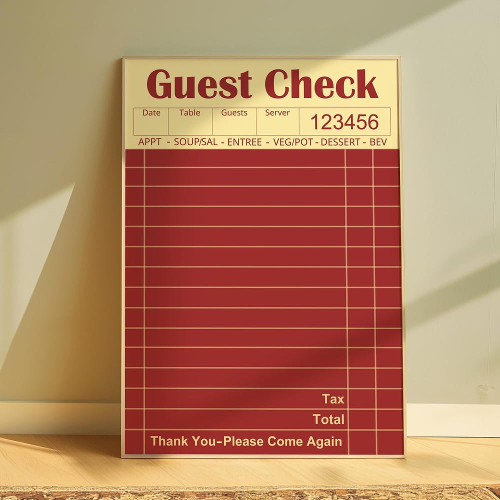 Burg.Undy Blank Guest Check Poster, Trendy Wall Art, Apartment Wall ...