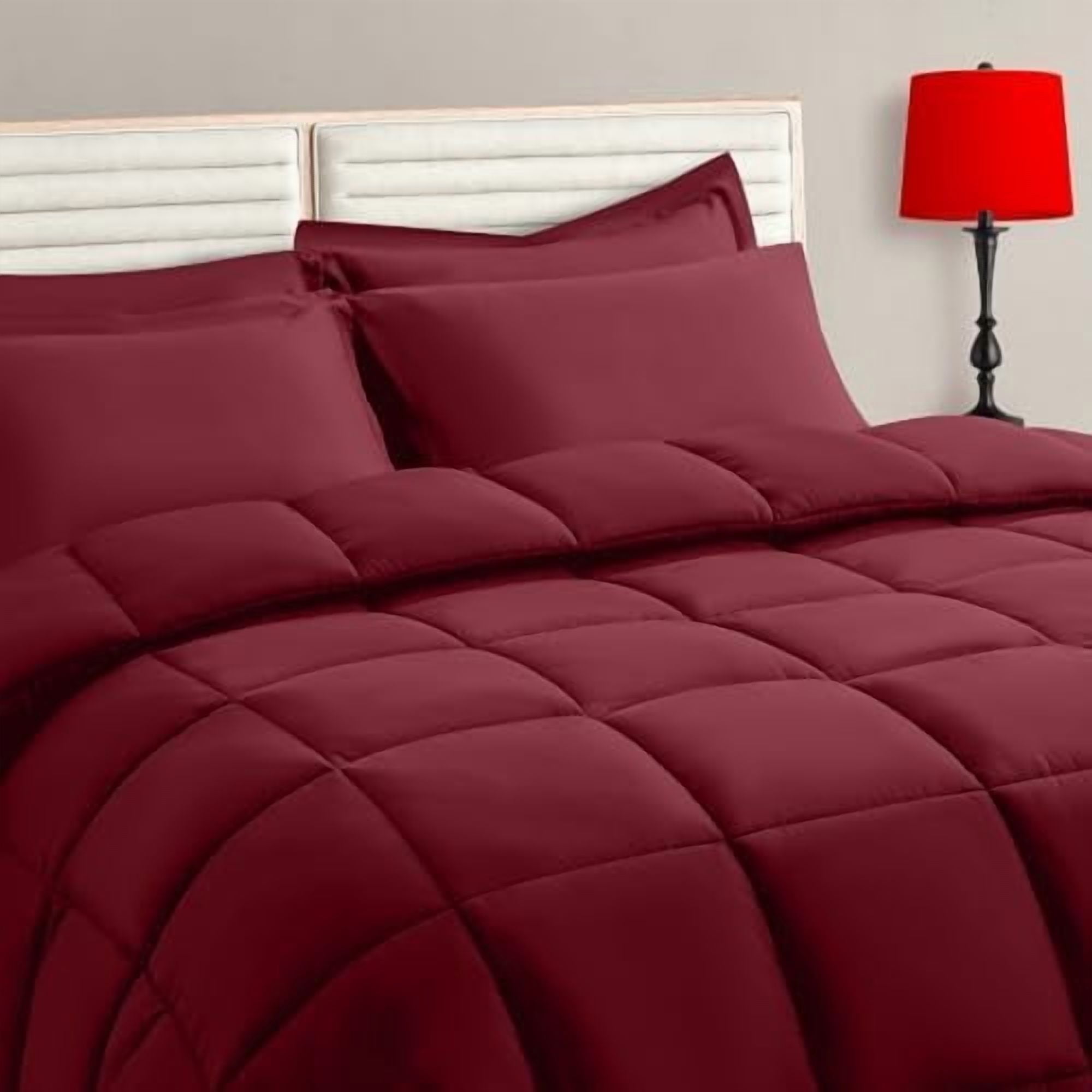 Burgandy Queen Size Comforter Set - 7 Pieces, Bed in a Bag Bedding Sets ...