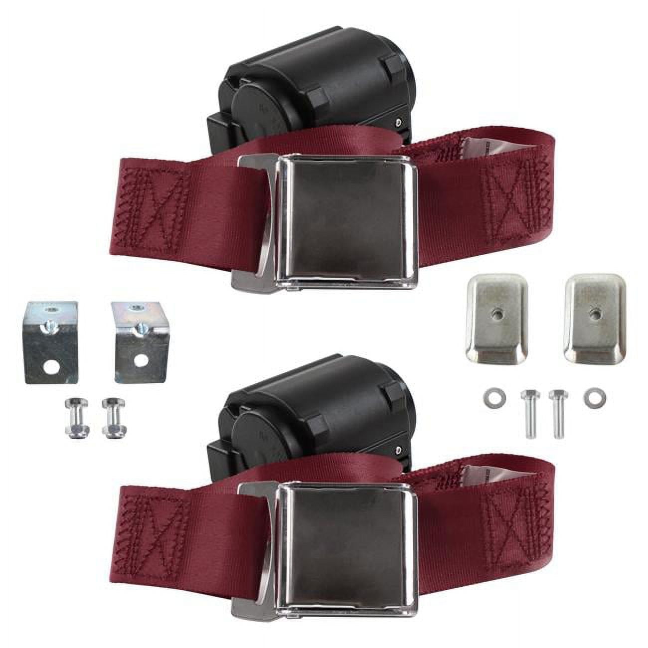 Burgandy Retractable Bucket Seat Belt Kit with Bracketry for 1955-1956 ...