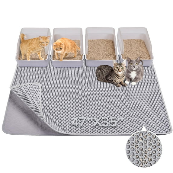 BurgeonNest Cat Litter Mat 47" x 35" Upgraded Felt & Fabric Material ...