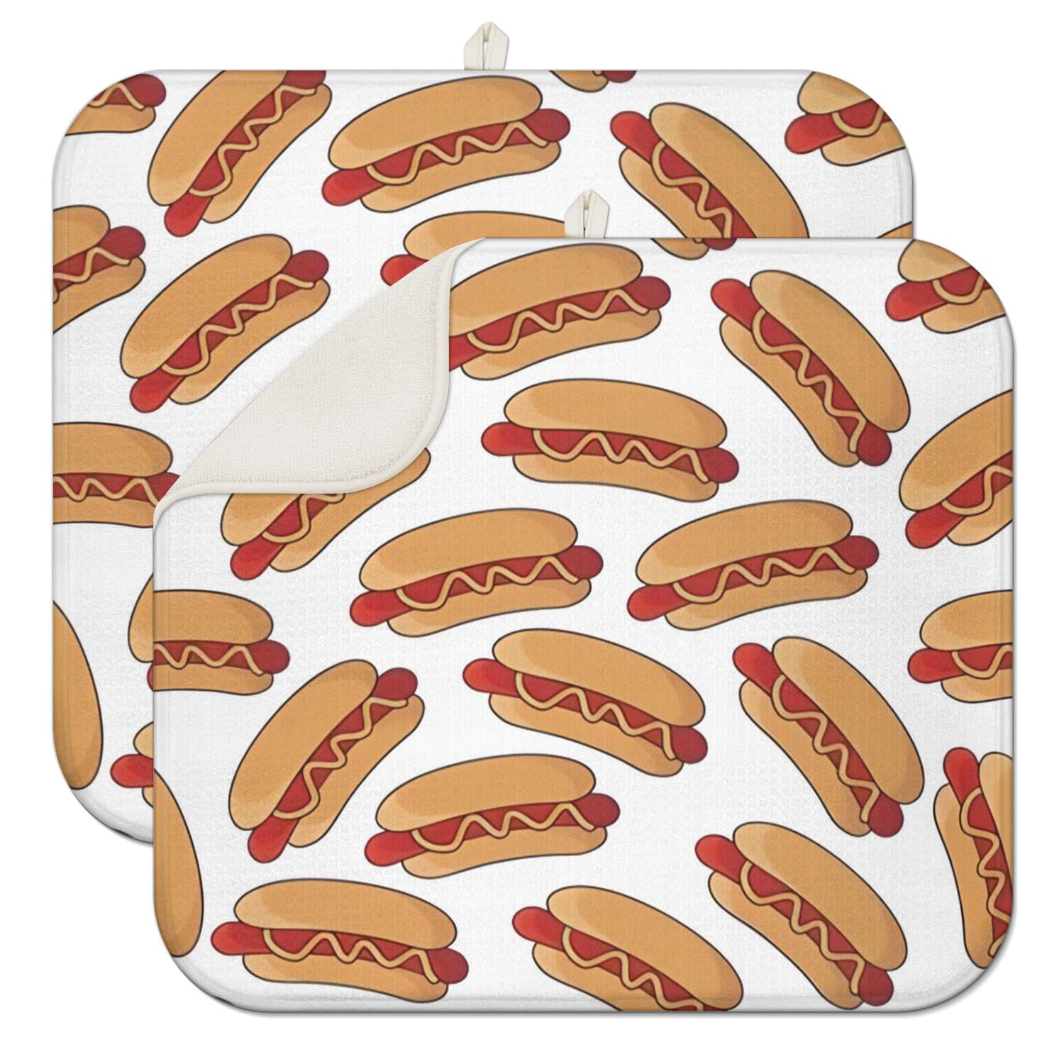 Burger and American Food Coffee Mat – Absorbent Microfiber Spill Mat ...