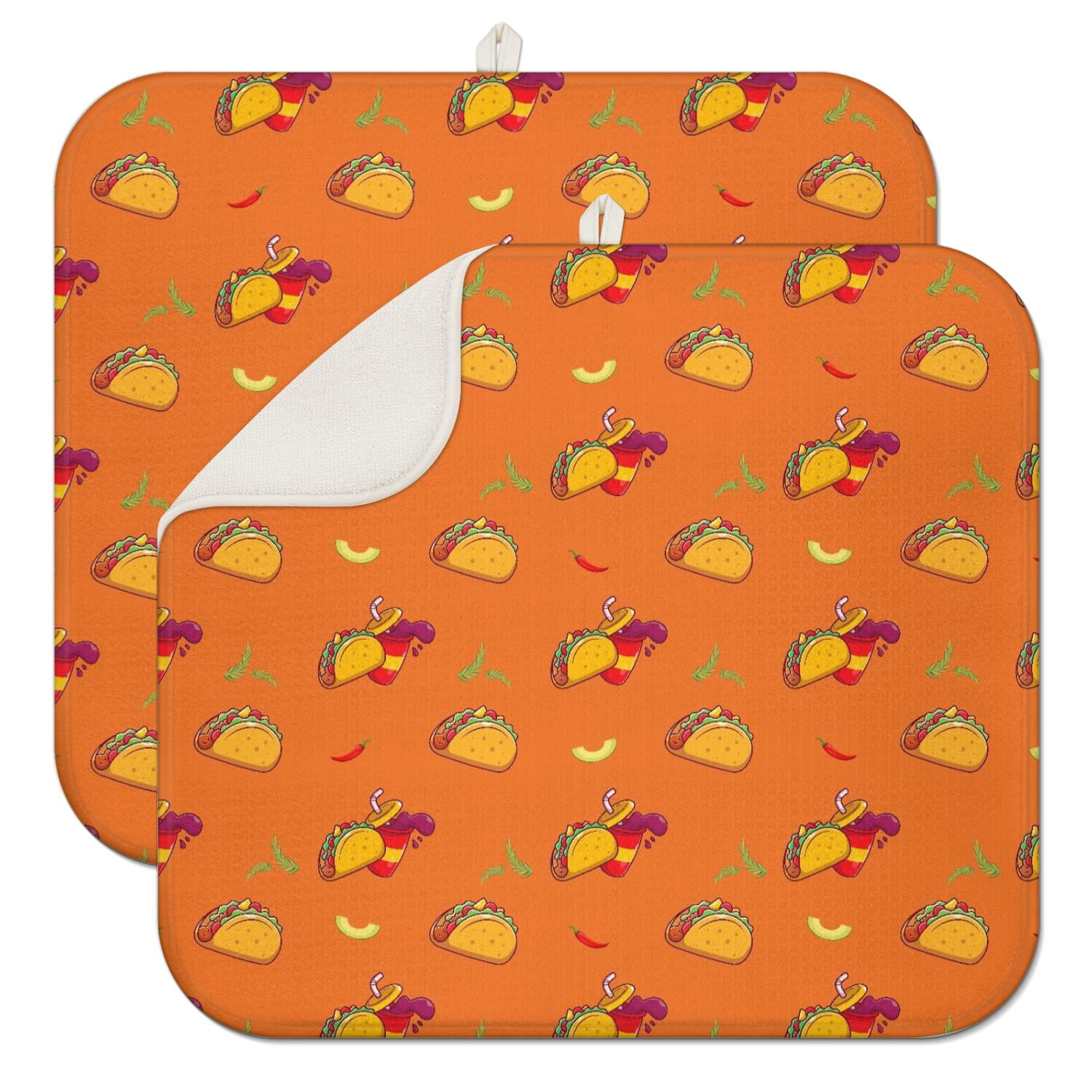 Burger and American Food Coffee Mat – Absorbent Microfiber Spill Mat ...