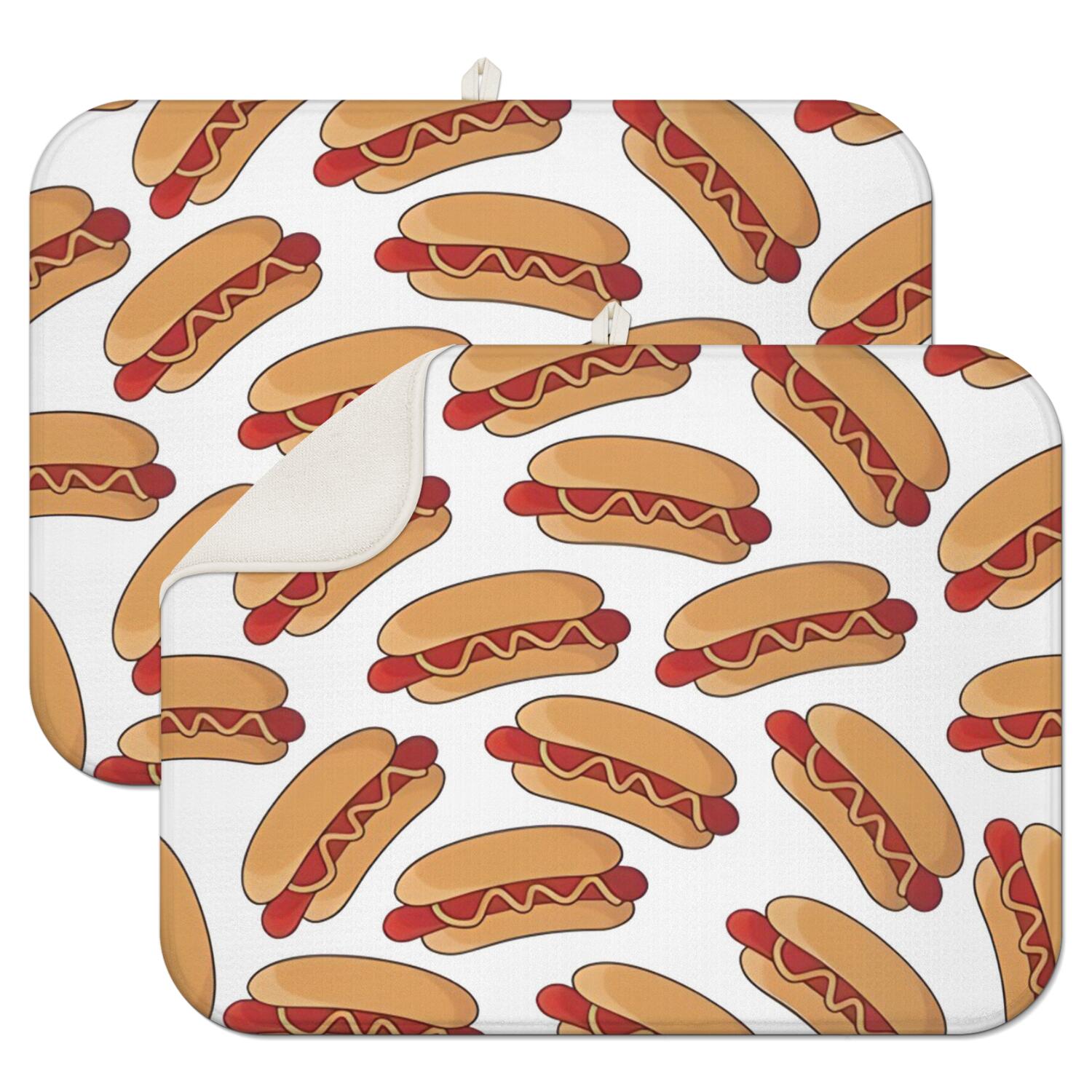 Burger and American Food Coffee Mat – Absorbent Microfiber Spill Mat ...