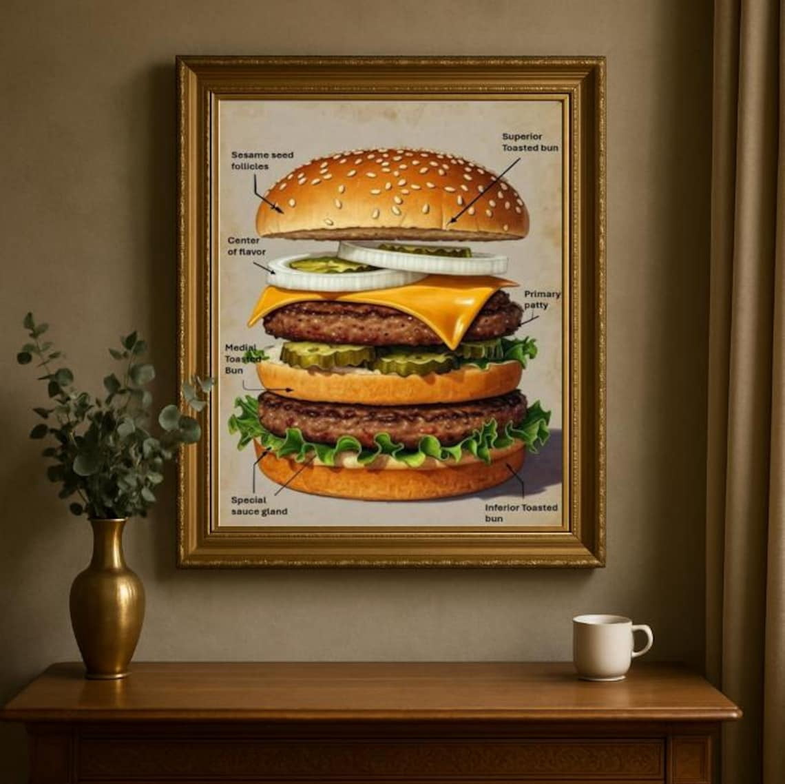 Burger Anatomy Fast Food Diagram Poster Unframed Paper Print - Walmart.com