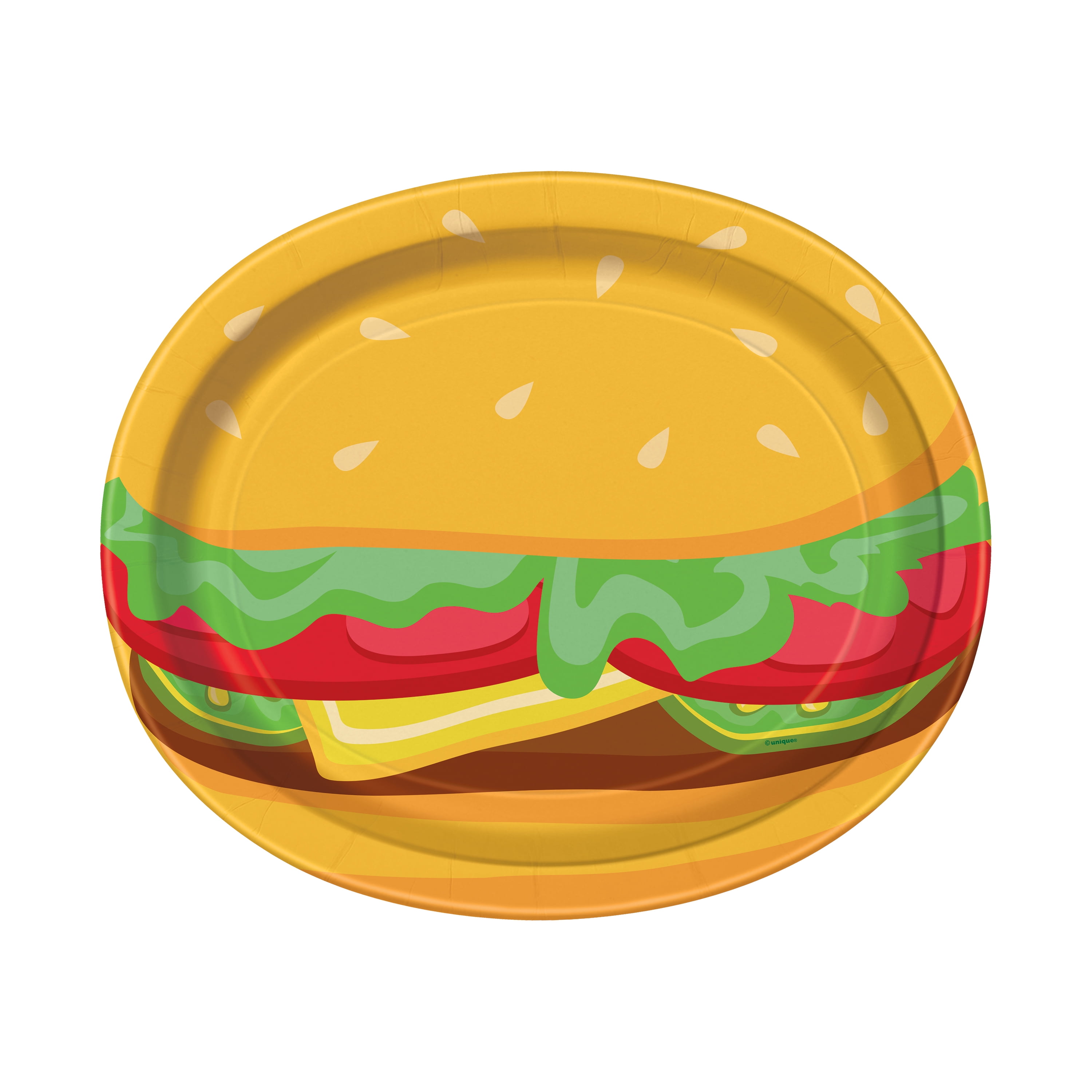 Burger BBQ Oval Paper Dinner Plates, 12in, 8ct - Walmart.com