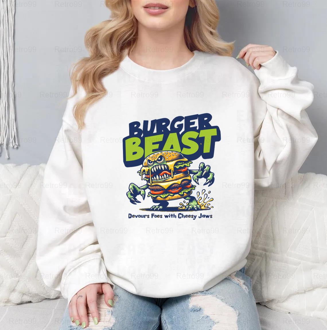 Burger Beast Bold Bite Power Graphic T-shirt, Sweatshirt, Hoodie, for ...