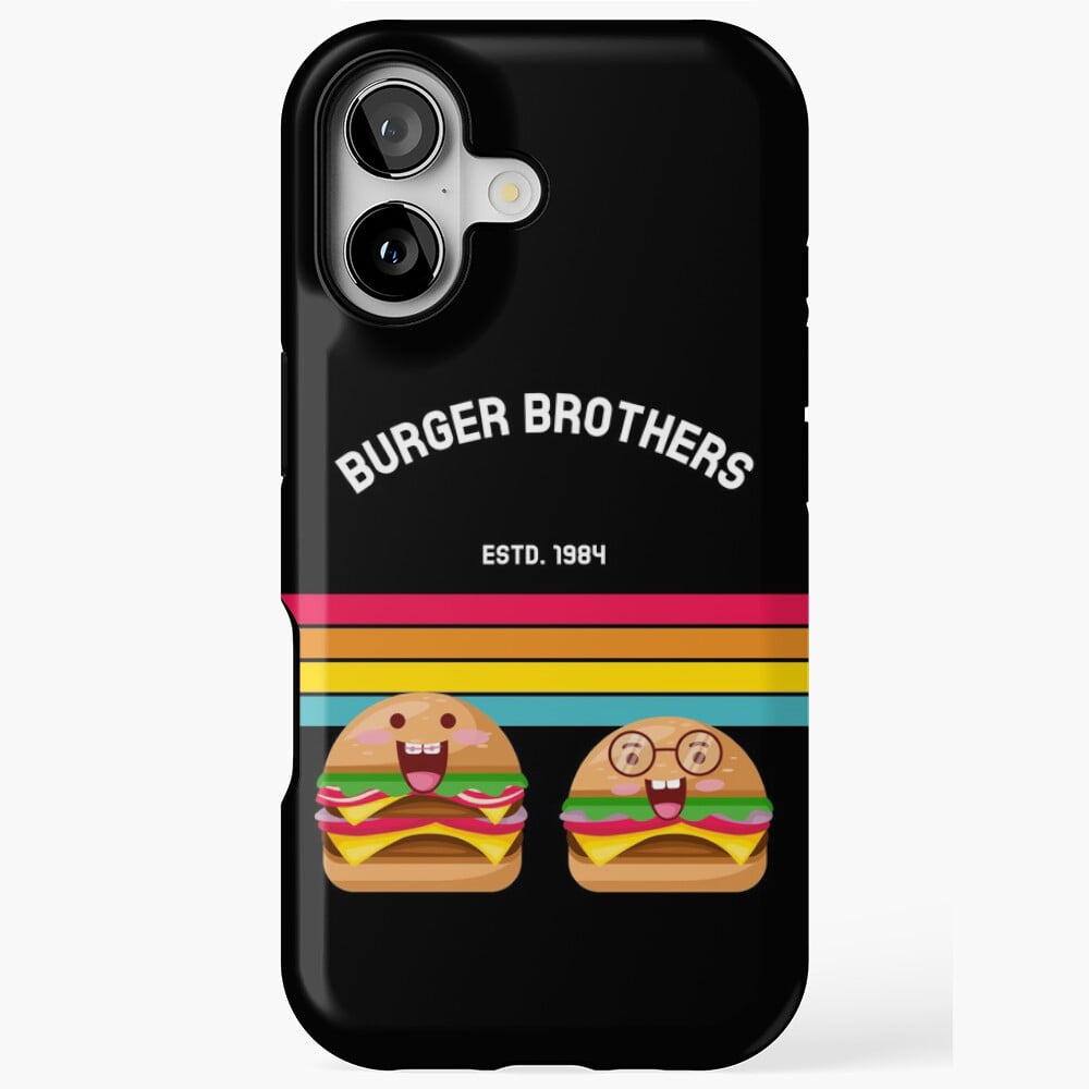 Burger Brothers Funny Cartoon Meme Graphic iPhone Tough Case with ...