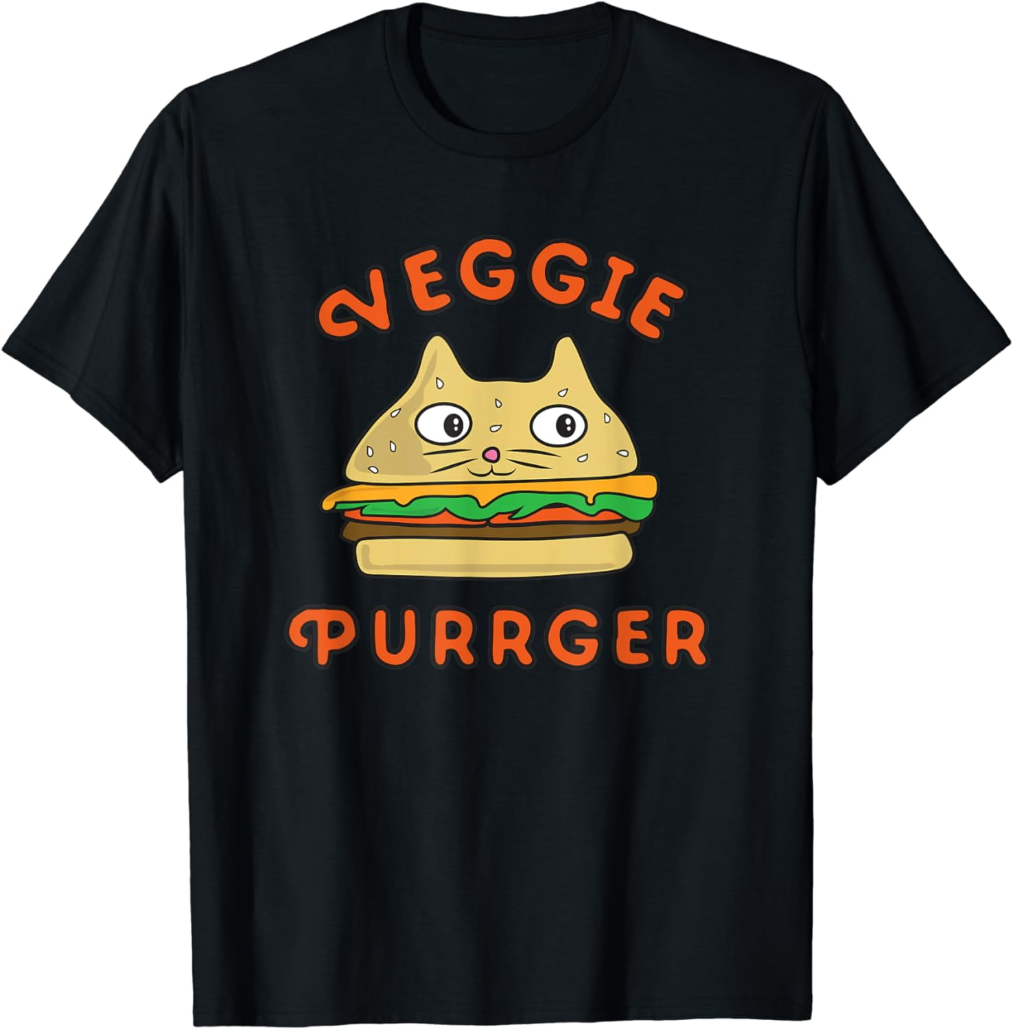 Burger Cat Veggie Purrger Vegan Vegetarian Plant Based Diet T-Shirt ...