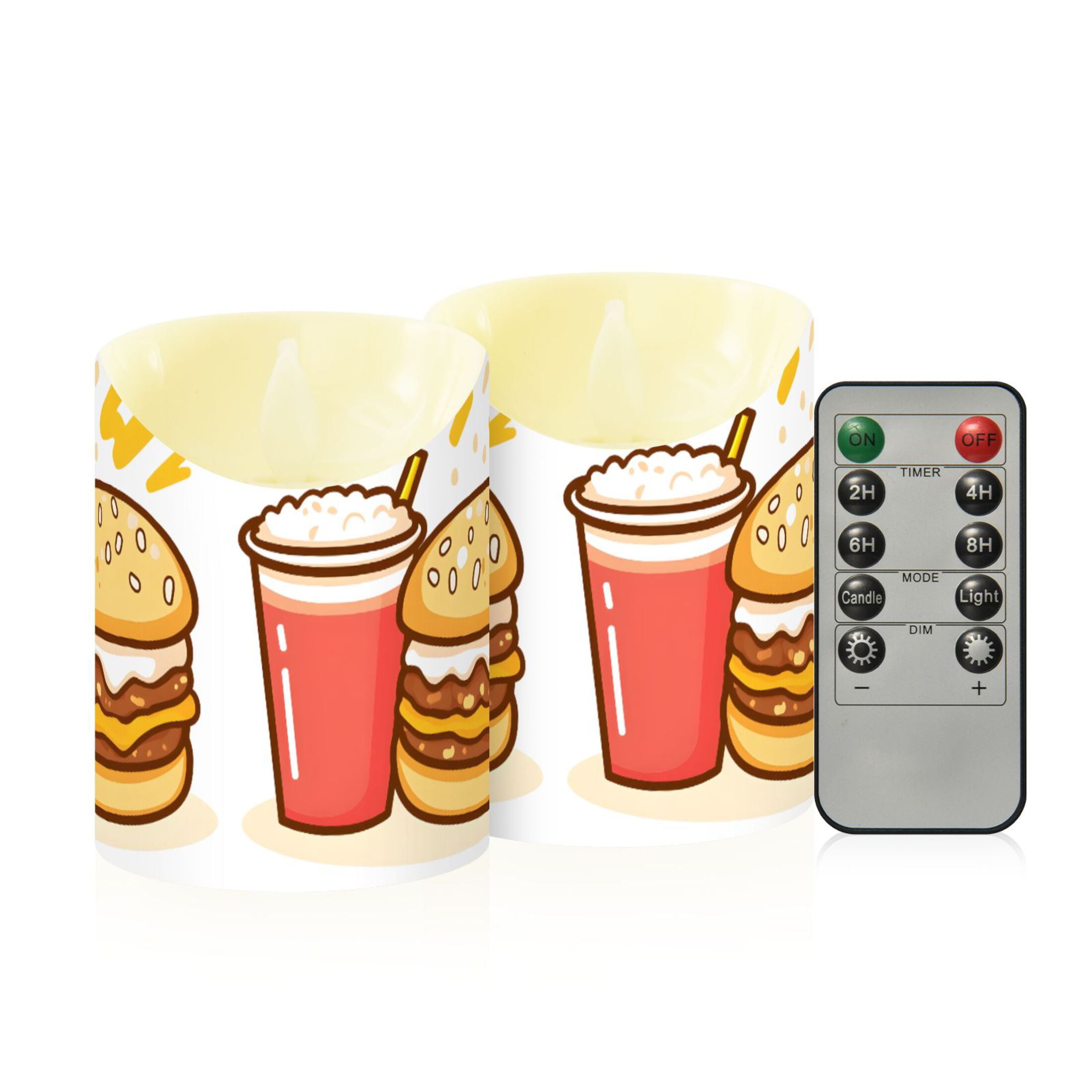 Burger Cola Flameless Candles 2 PCS with Remote Realistic Moving Flame ...