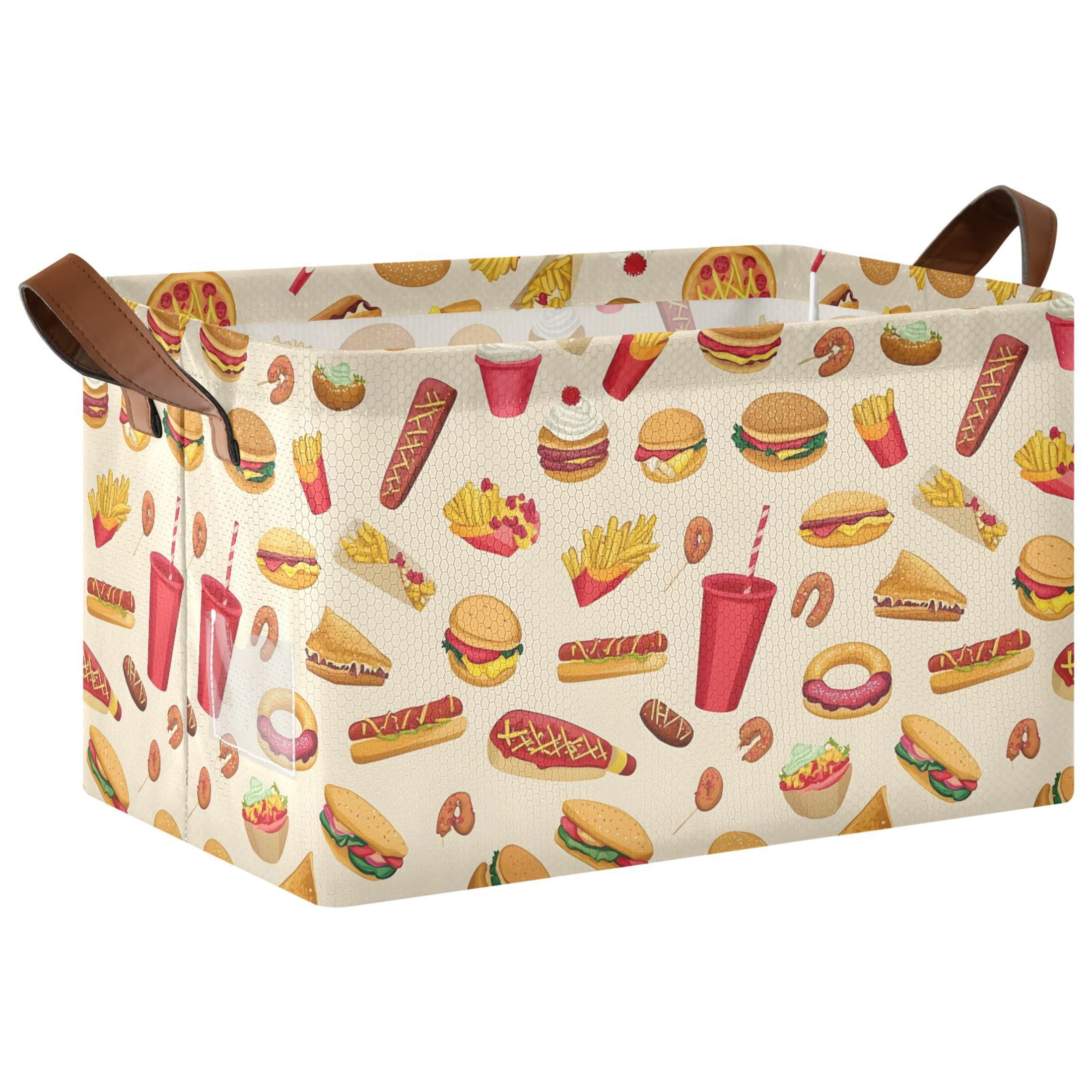 Burger Cola Pattern Collapsible Storage Bin Open Home Shelf Basket ...