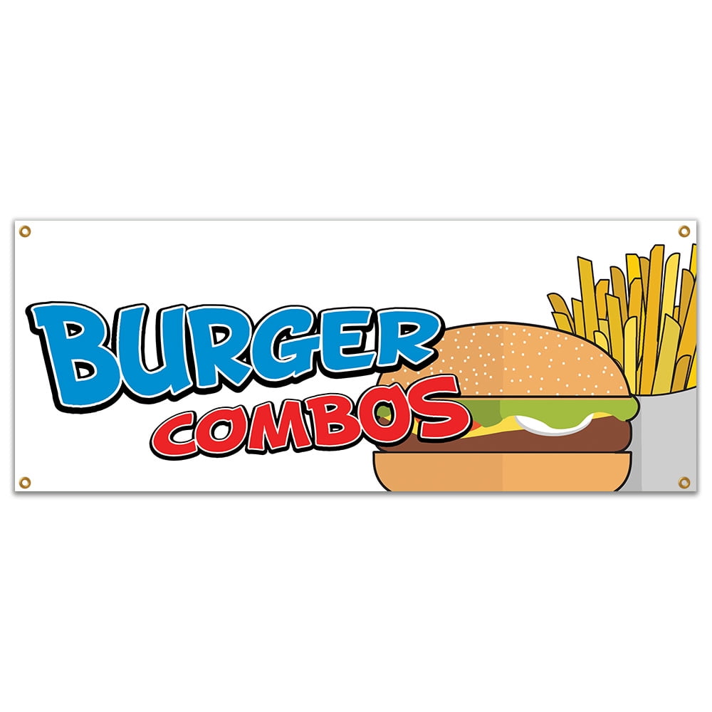 Burger Combos 48" Banner Concession Stand Food Truck Single Sided ...