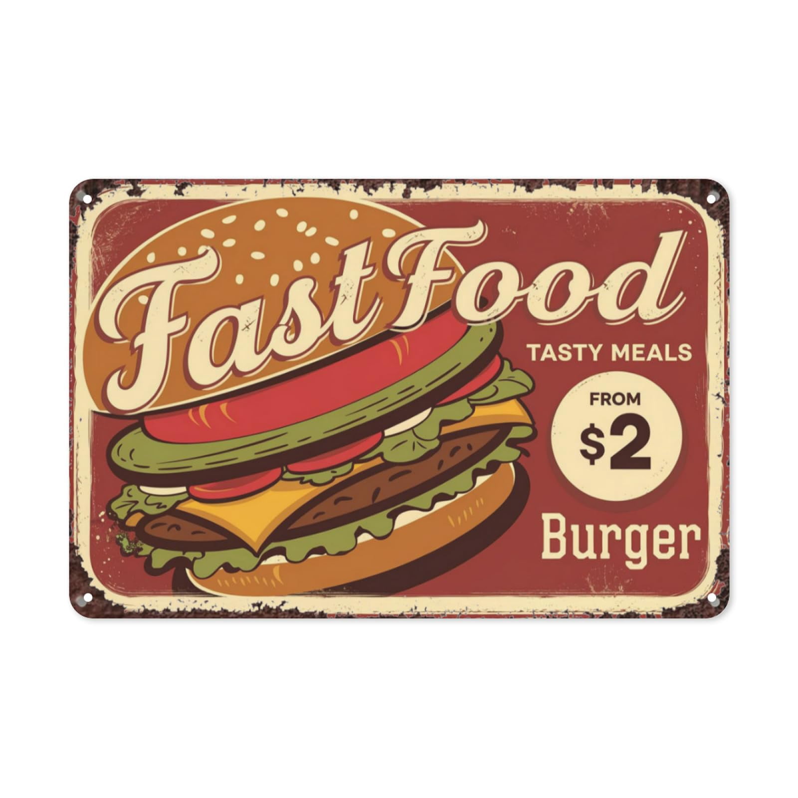 【Burger Delights】Retro Fast Food Aluminum Sign 8X12IN - Vintage Diner ...