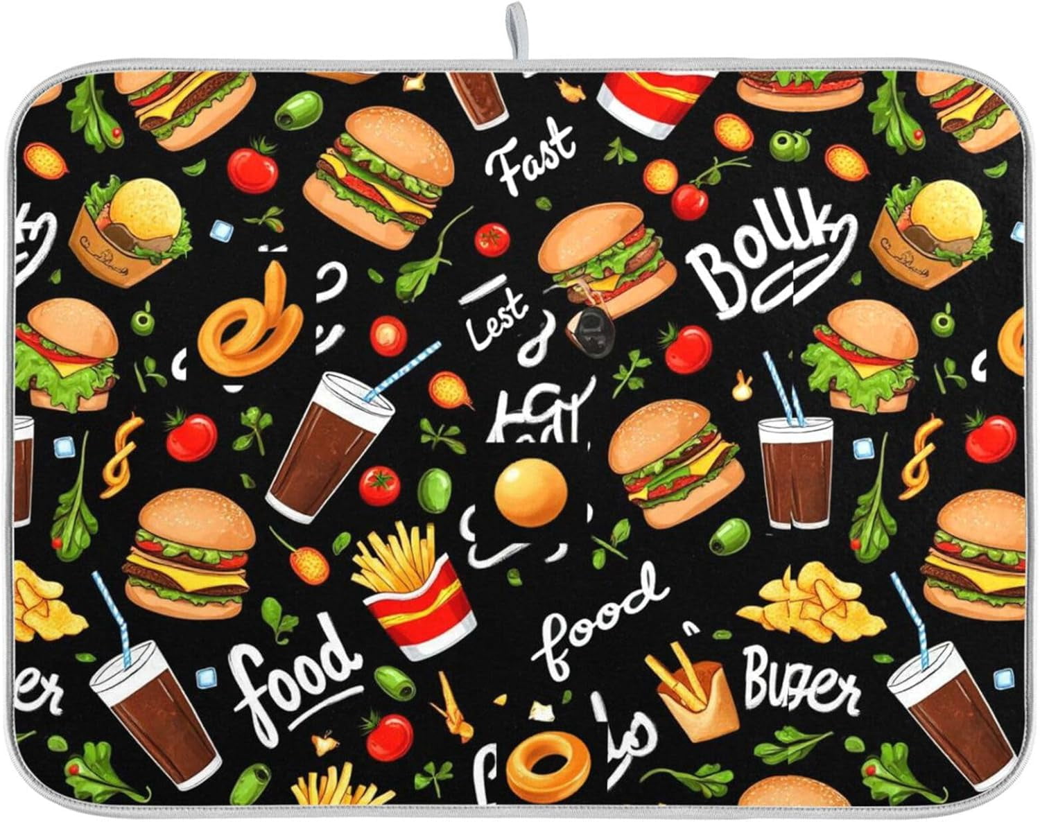 Burger French Fries Dish Drying Mat for Kitchen Counter 18 x 24 in Rack ...