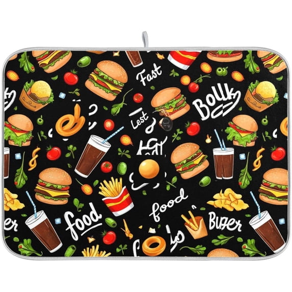 Burger French Fries Dish Drying Mat for Kitchen Counter 18 x 24 in Rack ...